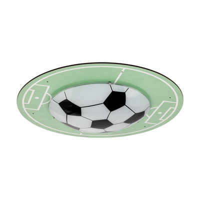 Soccer-Themed Flush Ceiling Light for Kids' Rooms - Green and White ...