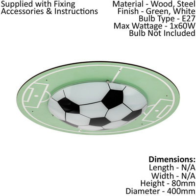Soccer-Themed Flush Ceiling Light for Kids' Rooms - Green and White ...