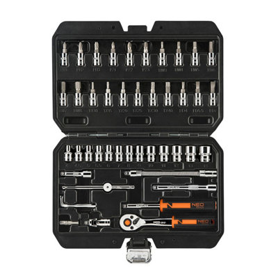 Socket Set 1/4" 46pc Set NEO TOOLS