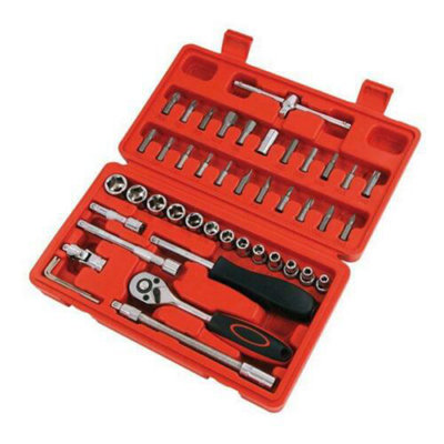 Socket Set 46 Pieces 1/4 Drive Socket and Bit Set Hex (Neilsen CT1924 ...