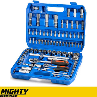 Socket Set & Screwdriver Bit Torx Ratchet Driver Case Tool Kit 94pc 1/2 ...