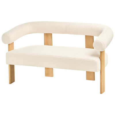 Sofa 2 Seater ILBRO Boucle Off-White/ Light Brown