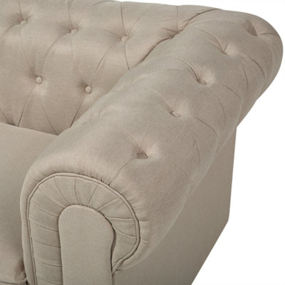Sofa 3 Seater CHESTERFIELD Fabric Beige