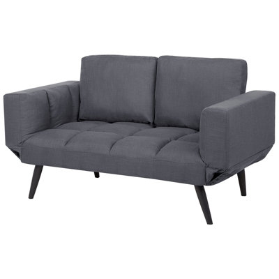 Sofa Bed 2 Seater BREKKE Fabric Dark Grey