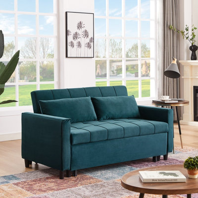 Sofa Bed Double Convertible 3 in 1 Pull Out Velvet Sofa Bed 2 Seater Guest Bed