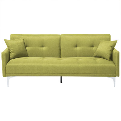 Sofa Bed LUCAN Fabric Olive Green 3 Seater
