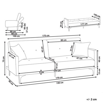 Sofa Bed LUCAN Fabric Olive Green 3 Seater
