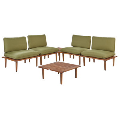 Sofa Set 4 Seater FSC Certified Acacia Wood Olive Green FRASCATI | DIY ...