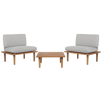 Sofa Set with Table FRASCATI Certified Acacia Wood 2 People Light Grey