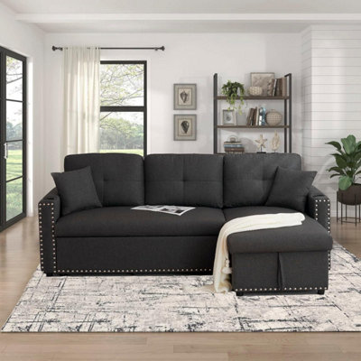 Sofabed 3 Seater Reversible Sectional Sofa Sleeper Set with Storage ...