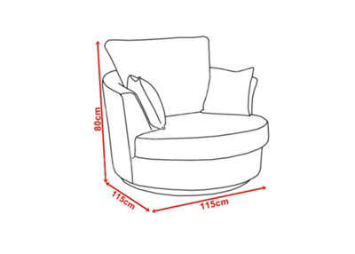 Sofas and More Large Swivel Round Cuddle Chair Fabric (Grey)