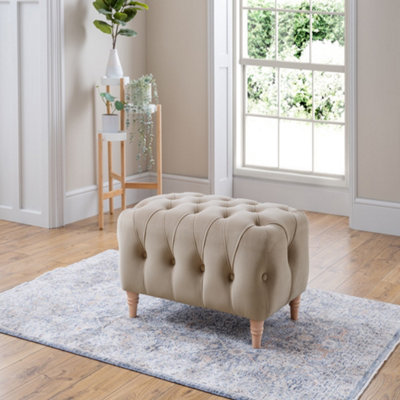 Sofas Express Carlton Beige Putty Velvet Footstool