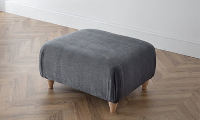 Sofas Express Charcoal Grey Wood Leg Manhattan Footstool | DIY at B&Q