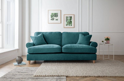 Buy Sofas Express Mumbles Emerald Green Scroll Manhattan 3 Seater Sofa | DIY at B&Q