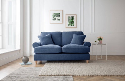 Sofas Express Mumbles Navy Blue Scroll Manhattan 2 Seater Sofa