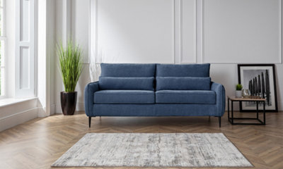 Sofas Express Rhonda Navy Blue Pillow Style Manhattan 3 Seater Sofa | DIY at B&Q