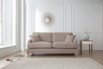 Sofas Express Tenby Beige Putty Tailored Pleat Manhattan 3 Seater Sofa
