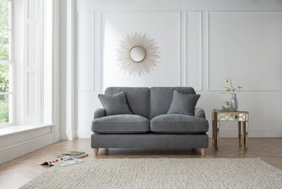 Sofas Express Tenby Charcoal Grey Tailored Pleat Manhattan 2 Seater Sofa