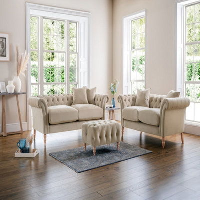 Sofas Express Tulip Beige Putty Velvet 2 Seater sofa