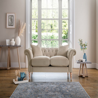 Sofas Express Tulip Beige Putty Velvet 2 Seater sofa