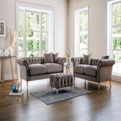 Sofas Express Tulip Mushroom Brown Velvet 2 Seater Sofa | DIY at B&Q