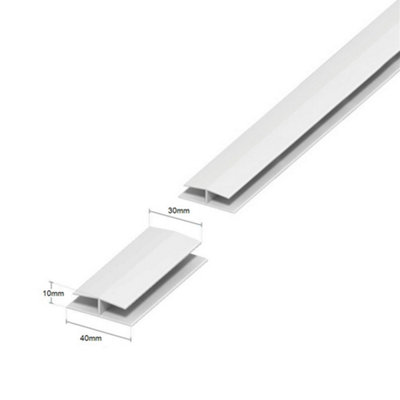 Soffit Joint H Trim - White PVC Plastic Jointing Trim for 9mm Board (L) 2m