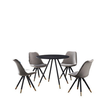 Sofia Dorchester LUX Dining Set, a Table and Chairs Set of 4, Black/Dark Grey | DIY at B&Q