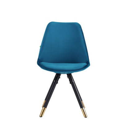 SOFIA ROCCO OAK LUX DINING SET WITH 4 BLUE VELVET CHAIRS