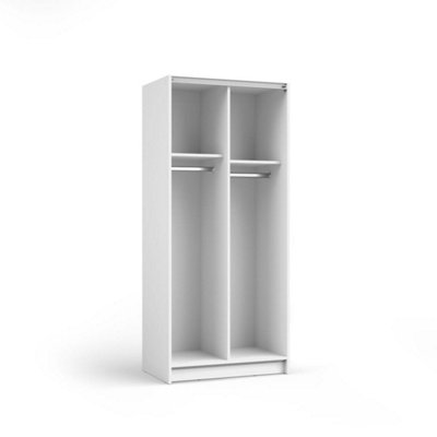 Sofia Sliding Door Wardrobe 80cm - Crisp White, Mirrored Minimalist ...