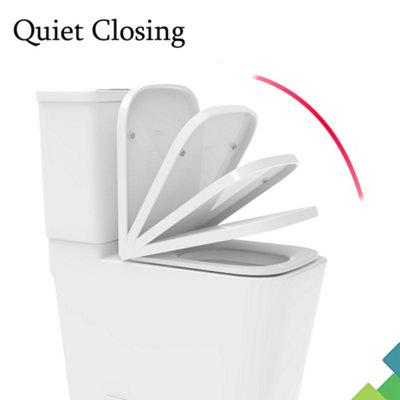 Soft Close Square Toilet Seat White with Quick Release, Top Fixings ...