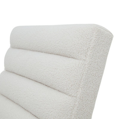 Soft Cream Ribbed Bouclé Accent Chair with Black Metal Frame