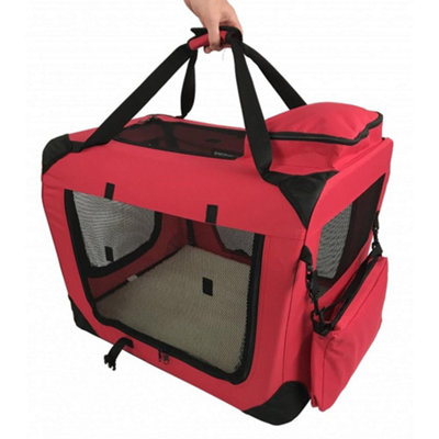 SOFT FABRIC PET CRATE PORTABLE TRAVEL MESH PANELS FLUFFY BEDDING ...