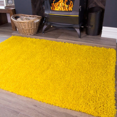Soft Fluffy Yellow Shaggy Area Rug 110x160cm | DIY at B&Q