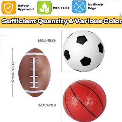 Soft Inflated MINI Sports Balls Pack of 3 Football Rugby Balls Football ...