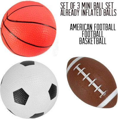 Soft Inflated MINI Sports Balls Pack of 3 Football Rugby Balls Football ...