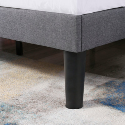 Soft Linen Upholstered 3FT Single Bed Frame with Winged Headboard and ...