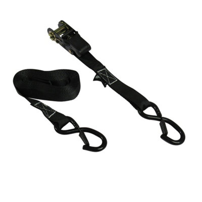 Soft Loop Tie Down Ratchet Straps Black (S Hook Lashing Bungee Cord ...