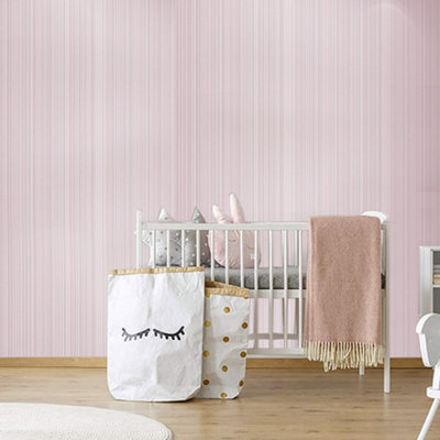 Soft Pale Pink Non-woven Fabric Wallpaper 9.5m L x 0.53m W