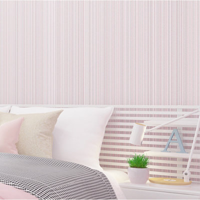 Soft Pale Pink Non-woven Fabric Wallpaper 9.5m L x 0.53m W
