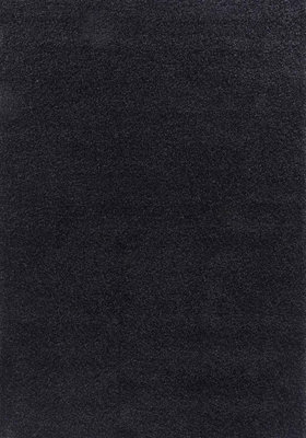 Soft Plain Thick Area Shaggy Rug - Black 60 x 110 cm | DIY at B&Q