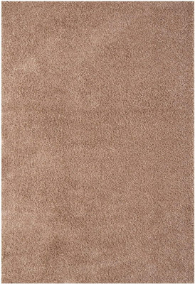Soft Plain Thick Area Shaggy Rug - Dark Beige 60 x 110 cm | DIY at B&Q