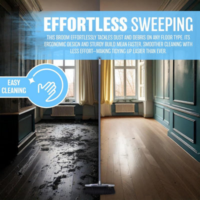 Soft Sweeping Brush 120cm Indoor Broom Stylish Grey Kitchen Floor ...