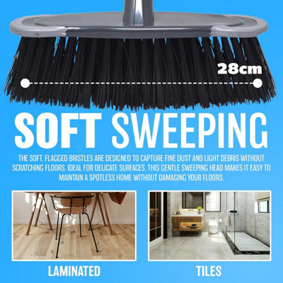 Soft Sweeping Brush 120cm Indoor Broom Stylish Grey Kitchen Floor ...