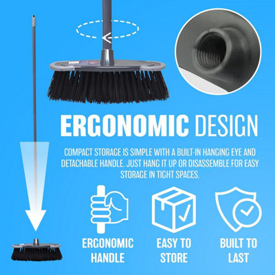 Soft Sweeping Brush 120cm Indoor Broom Stylish Grey Kitchen Floor ...