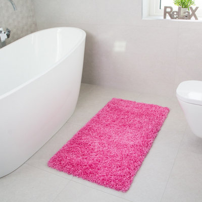 Soft Value Barbie Pink Shaggy Area Rug 50x80cm | DIY at B&Q