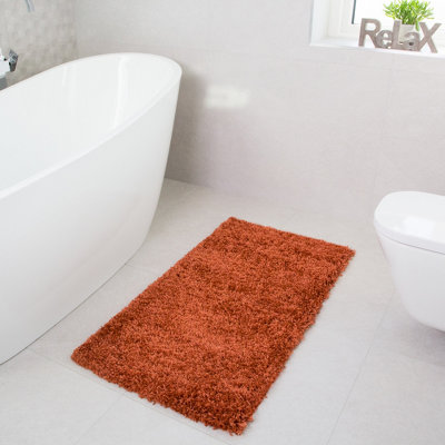 Soft Value Orange Terracotta Shaggy Area Rug 50x80cm | DIY at B&Q