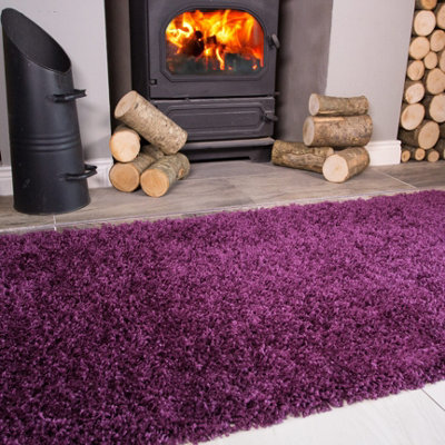 Soft Value Plum Shaggy Area Rug 50x80cm | DIY at B&Q