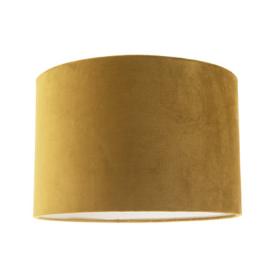 Soft Velvet Dark Mustard Fabric Round Lamp Shade for Table or Pendant