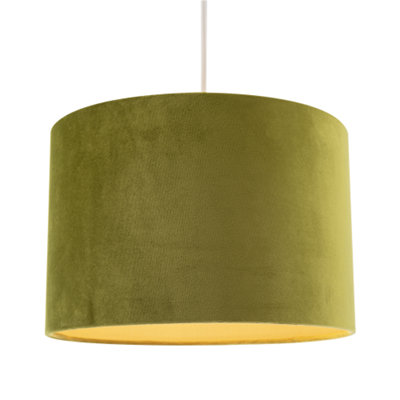 Soft Velvet Olive Green Fabric Round Lamp Shade for Table or Pendant