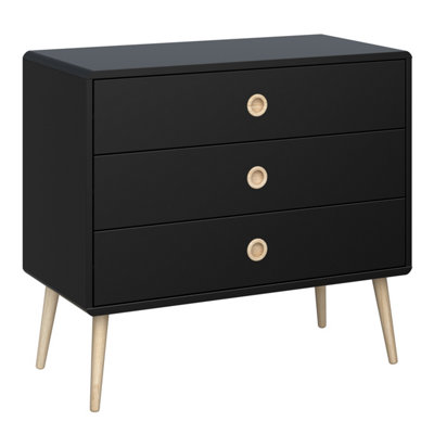 Softline 3 Drawer Wide Chest Black painted | DIY at B&Q